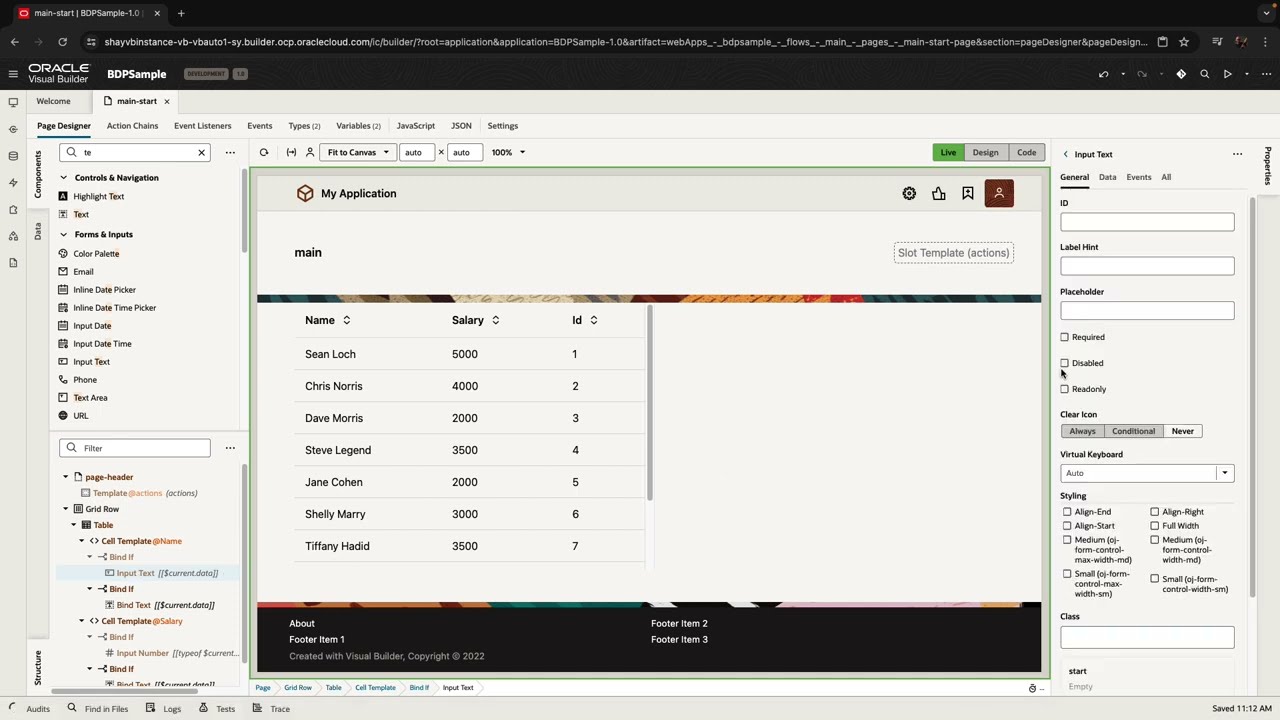 Editable Table in Visual Builder - BDP Approach
