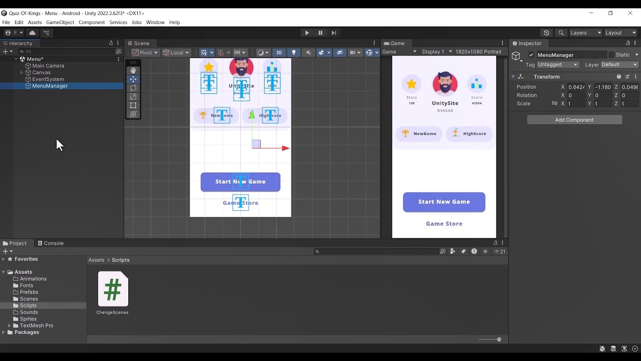 Creating the Main Menu Scene in Unity - E1