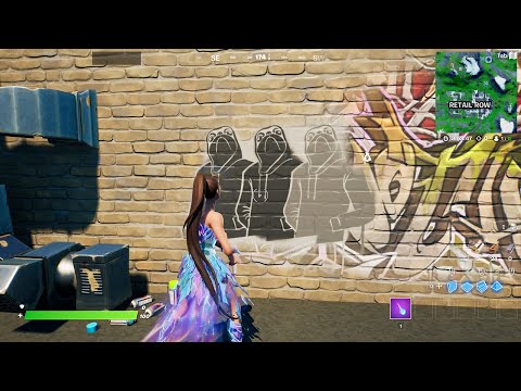 Emote in front of Shaddy Doggo graffiti at Retail Row, Believer Beach, or Steamy Stacks
