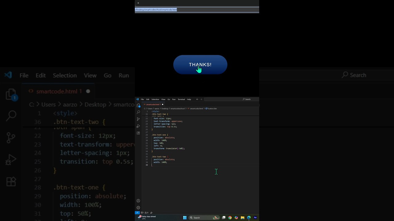 CSS Button Hover Animation | HTML & CSS Hover Effect Tutorial | Smartcodeschool |  #coding #htmlcss