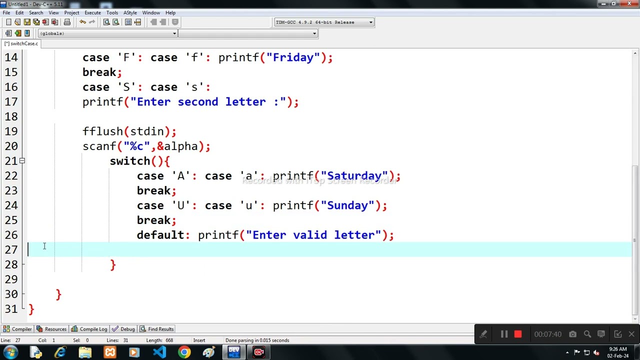 Program 101 | Nested Switch Case
