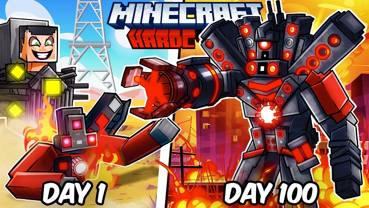 I Survived 100 Days as TITAN SPEAKERMAN in Hardcore Minecraft!