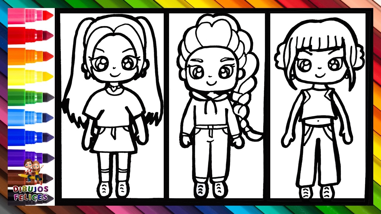 Dibuja Y Colorea A Las 3 Chicas De Las Guerreras K POP: Rumi, Mira Y Zoey 👩‍🎤✨👹🌈 Dibujos Para Niños