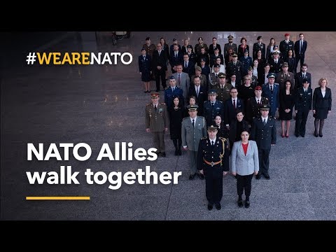 NATO Allies walk together - NATO's 70th anniversary
