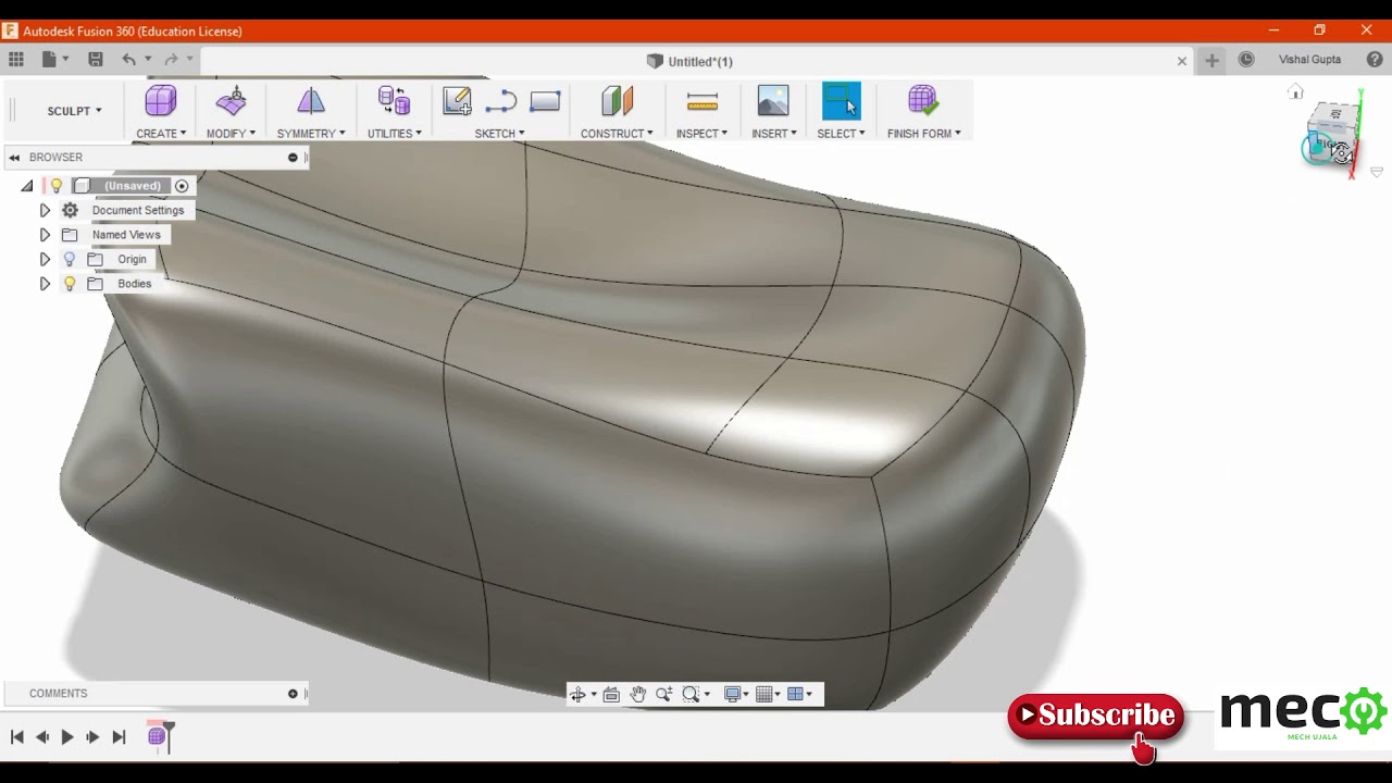 Autodesk Fusion 360 Surface Modeling Tutorials 7(Form Command Basics)