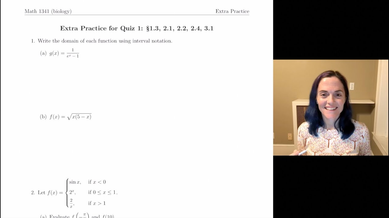 Calculus I: Quiz 1 Extra Practice (bio)