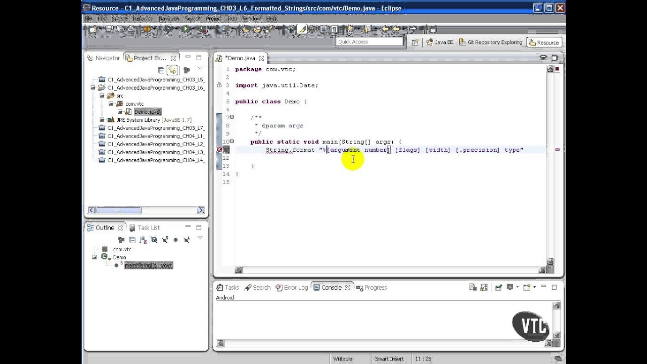 Advanced Java tutorial - Formatted Strings