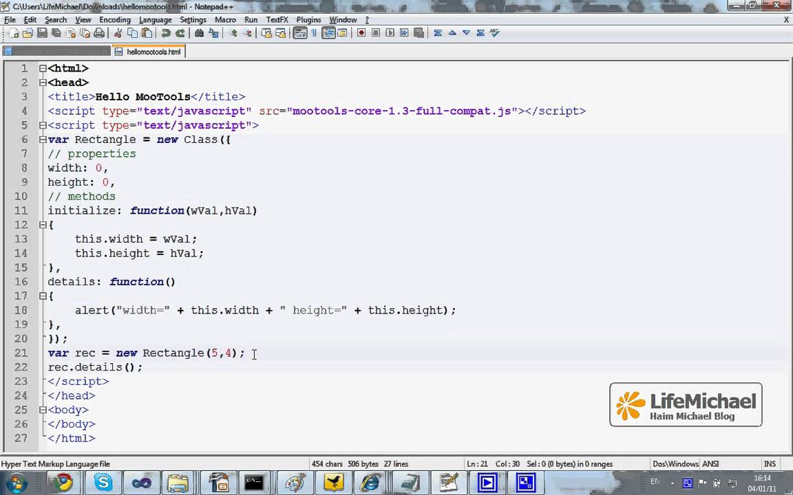 MooTools Simple Demo
