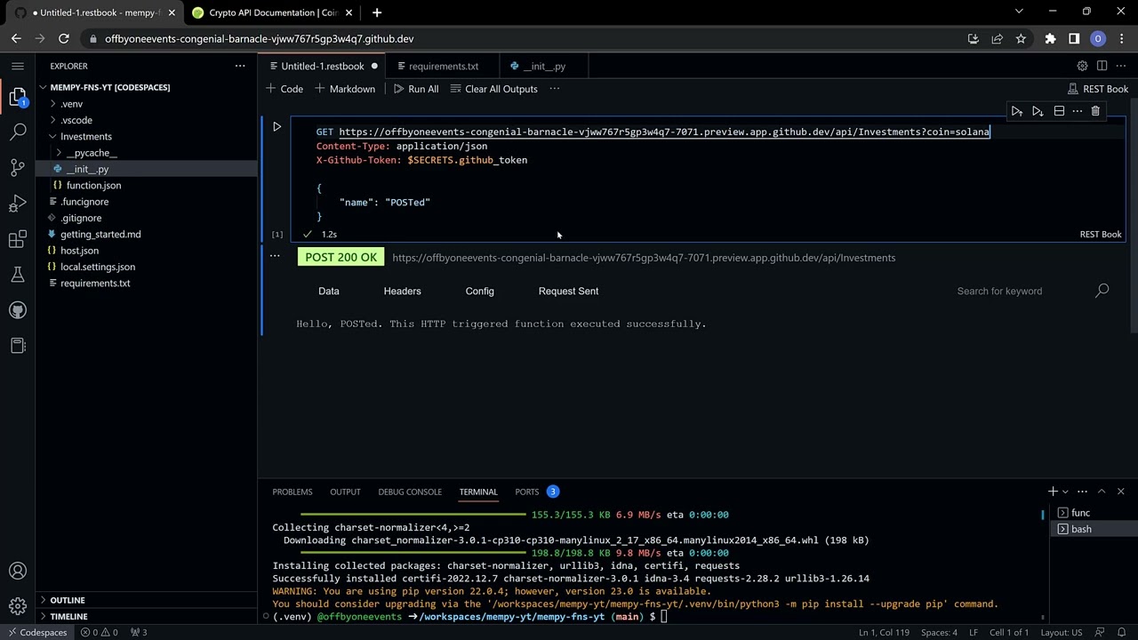 02 - Developing Azure Functions in Github Codespaces