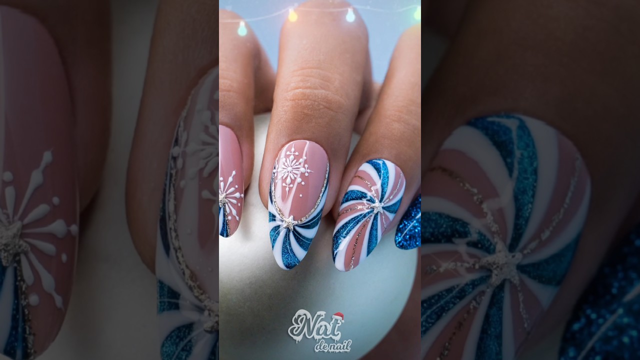 💙🍭Blue Christmas Nail Art Ideas🎄 #natdenail #shorts #christmasnails #nailart