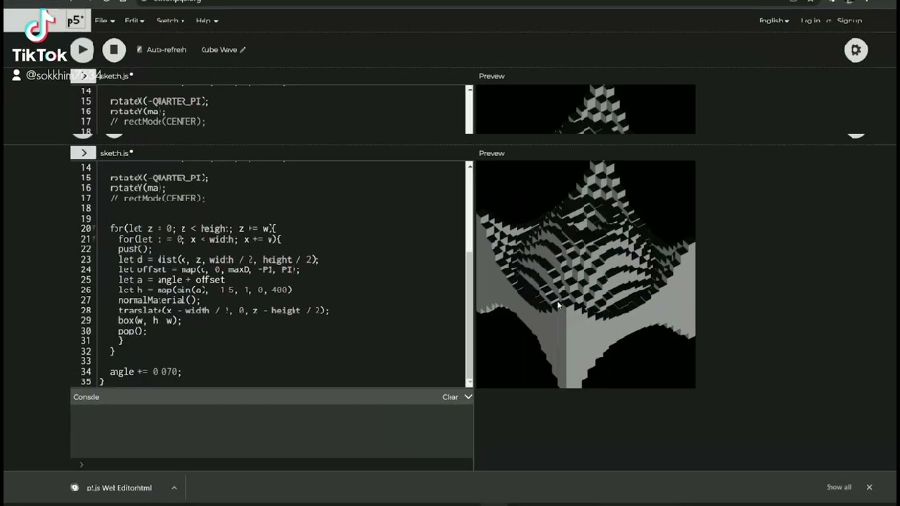 Cube Wave with p5.js code ❤️ #short