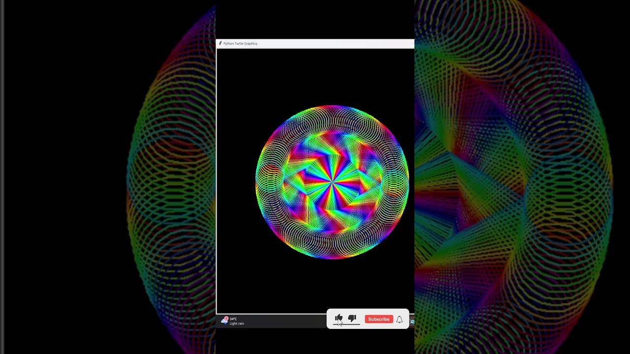 Python Turtle Graphics 7 | multi colors designs new design with python Turtle  #pythontutorial