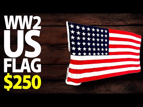 $250 | WW2 US 48 Star Flag 12 Feet Long X 6.5 Made in Canada Bunting | Military Antiques Toronto
