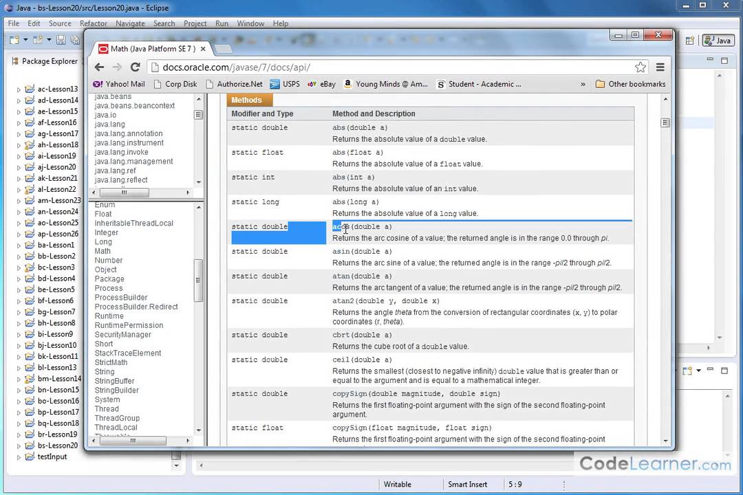 Mastering Java, Vol 2   Lesson 20   Asin, Acos, And Atan