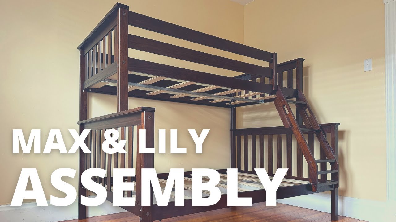 Max and Lily Twin Over Full-Size Bunk Bed Frame Assembly Bolles Twin Over Full Solid Wood Bunk Bed