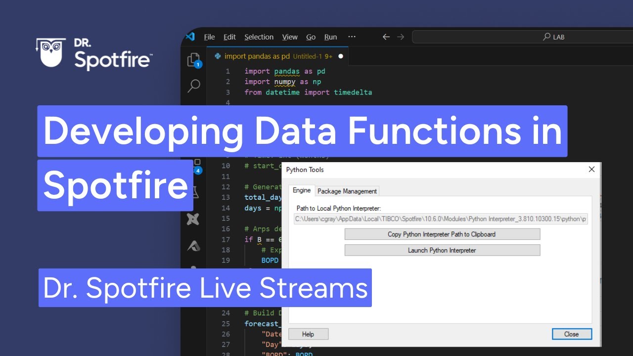 Spotfire Data Functions in VS Code