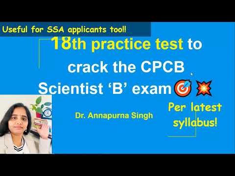 18th Practice Test for CPCB Scientist B and Senior Scientific Assistant #centralgovtjobs #jobs2023