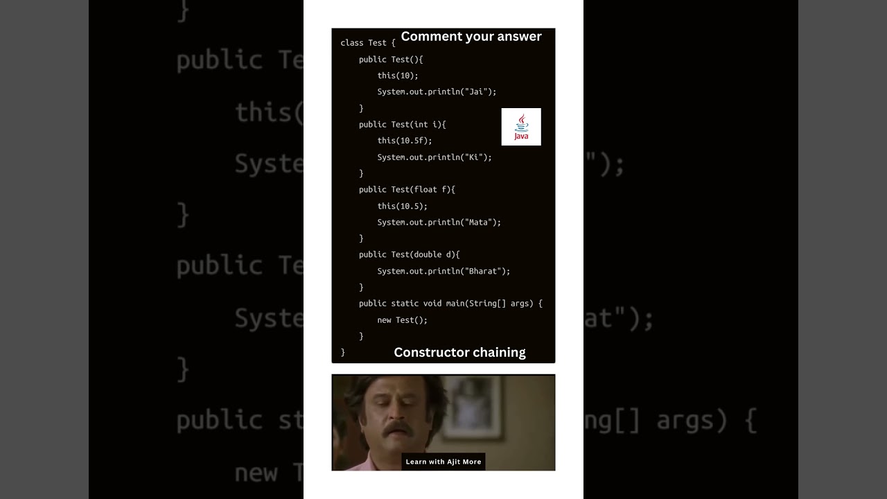 Constructor chaining in Java #viral #shorts