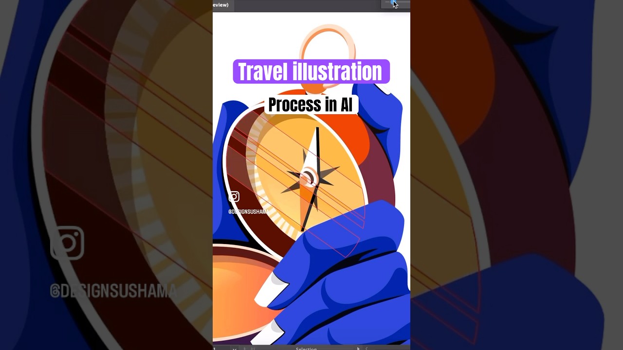 Compass vector illustration process in Adobe Illustrator! #illustration #vector #digitalart