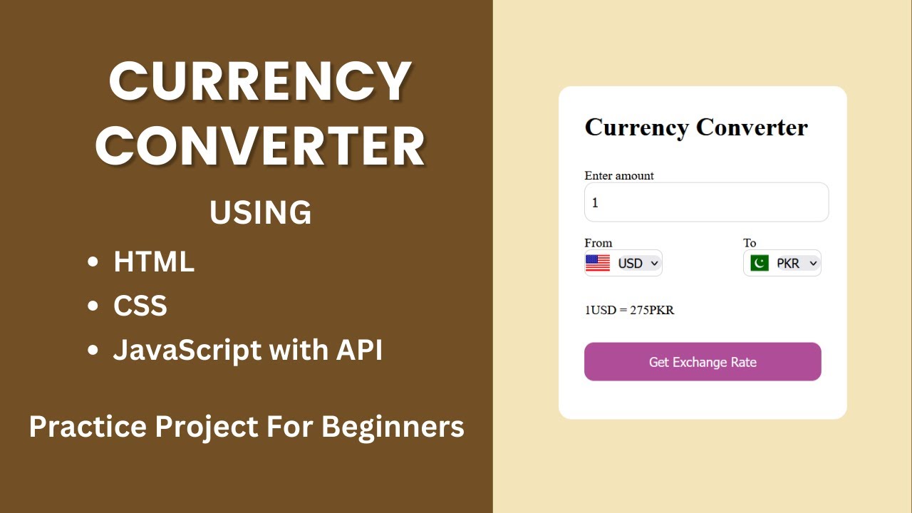 Currency Converter Using JavaScript |API | HTML | CSS - Become Future Star