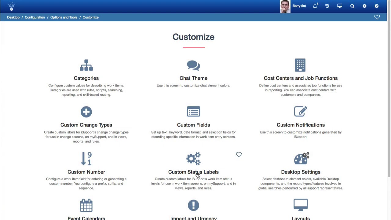 Customizing iSupport