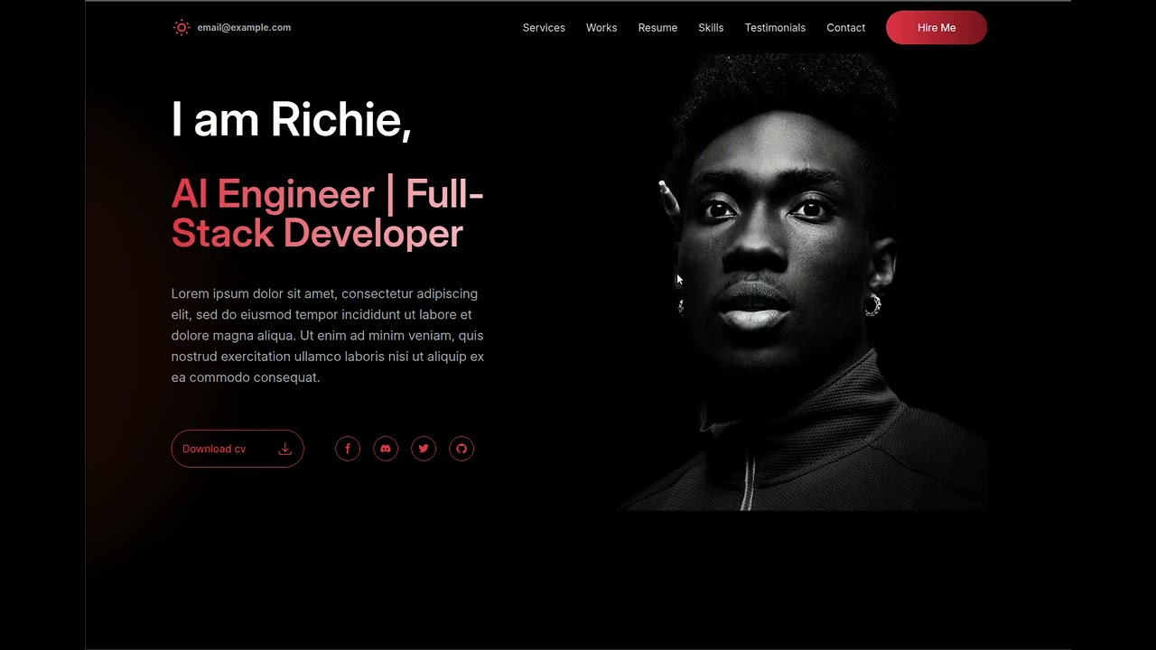 HTML, Tailwind CSS and Javascript Template Portfolio