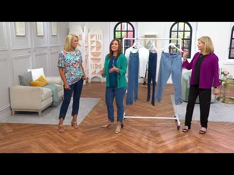 Susan Graver Slim Leg Ankle Jean with Embroidered Hem on QVC