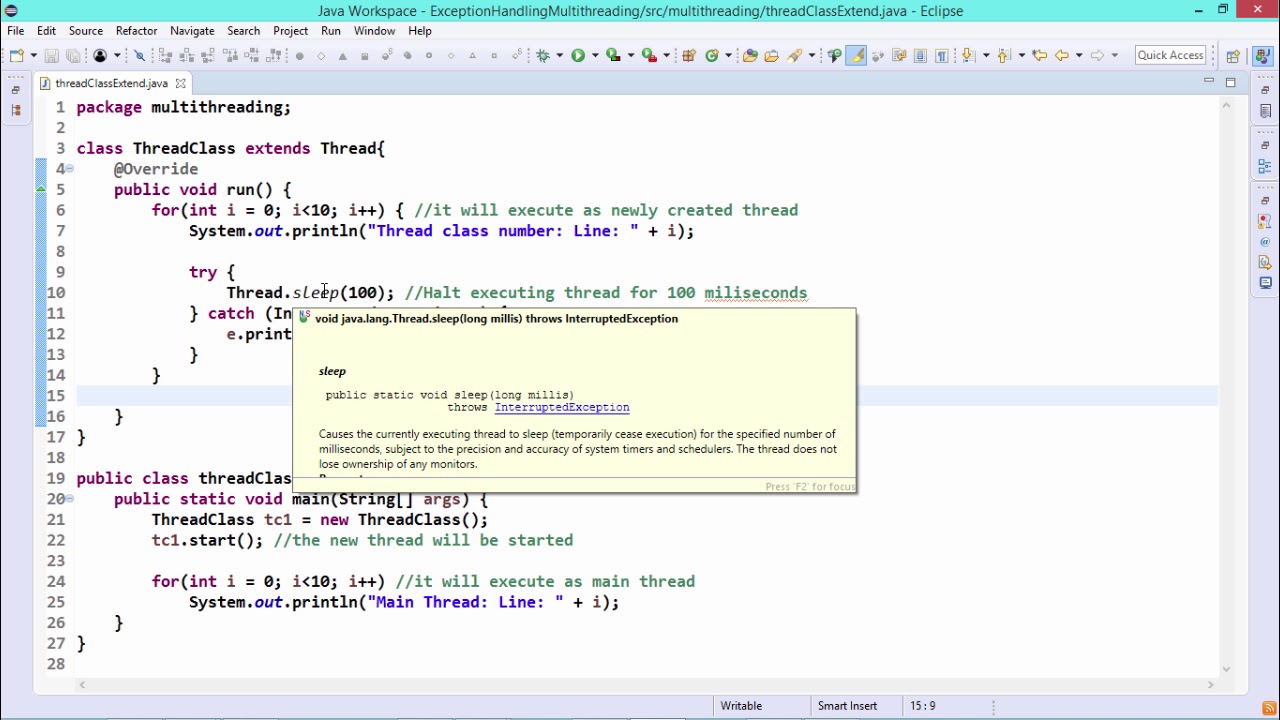 Java Essentials - Multithreading by extending thread class
