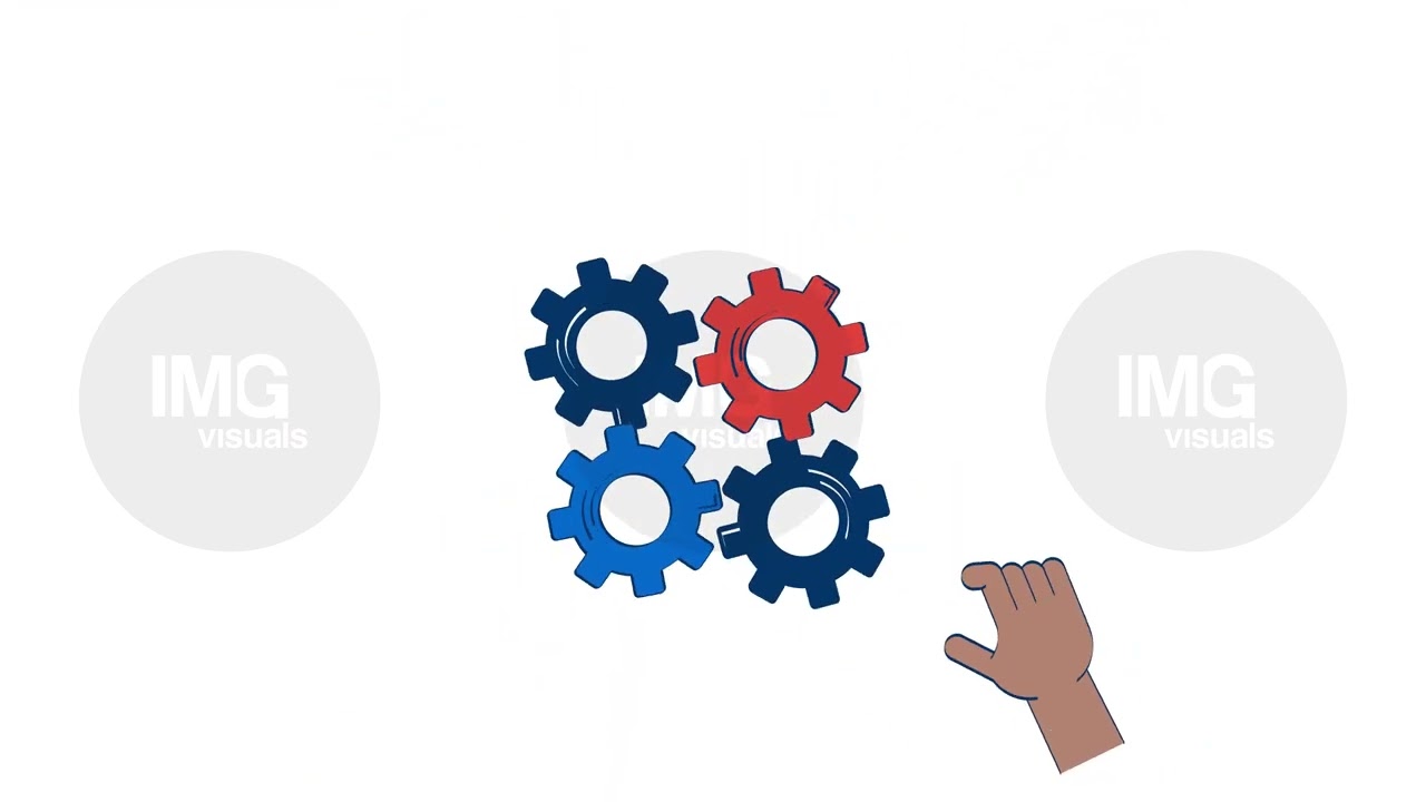 Collaborative effort teamwork cogs doodle animation