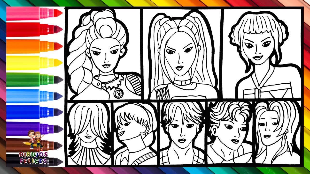 Dibuja Y Colorea A Los Personajes De K Pop Demon Hunters: Huntrix Y Los Saja Boys 👩‍🎤🎤✨😈👹🗡️🧑‍🎤🌈