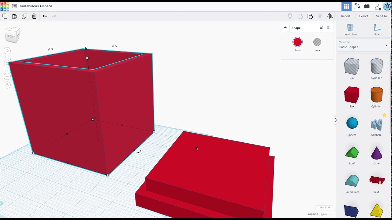 How to create a box with a lid in Tinkercad