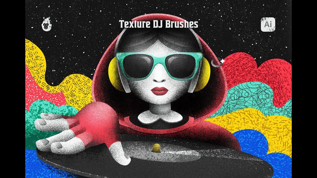 Texture DJ Brushes for Illustrator Stock Graphics Download