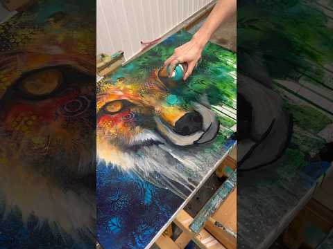 FOX 🦊❤️ painting with objects ! #animalart #painting #animalartwork #femmeartiste #acrylicpainting
