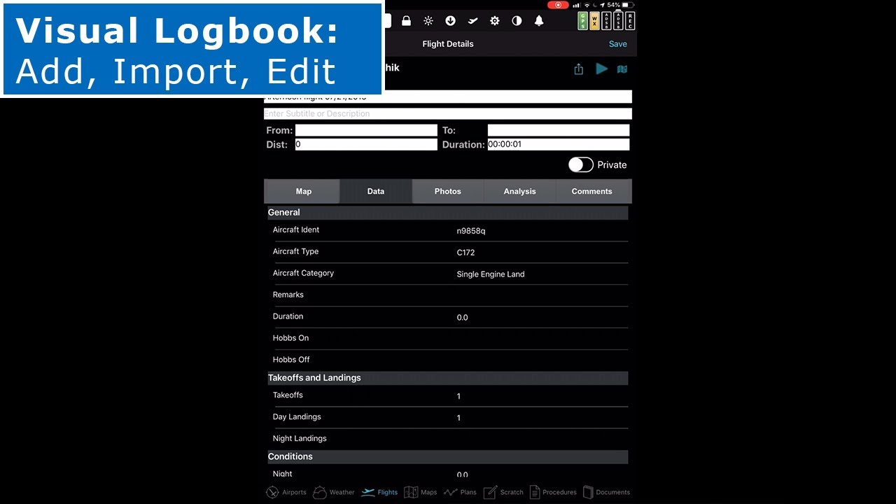 Visual Logbook: Add, Import, Edit