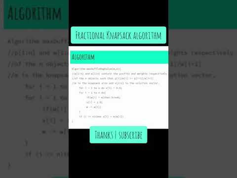 Fractional knapsack problem | Greedy approach #shorts