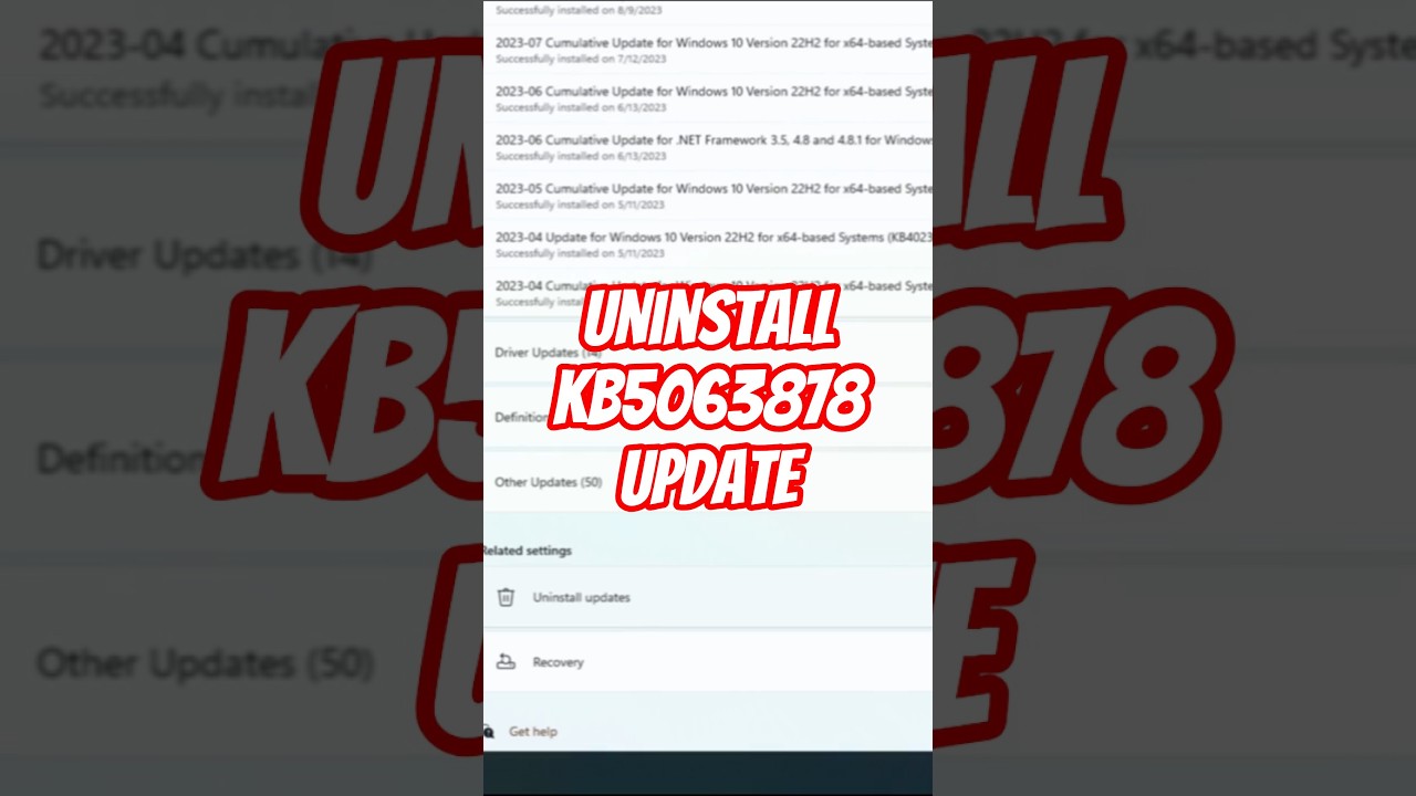 Uninstall windows update KB5063878 in 30 SECONDS on Windows 11 24H2!