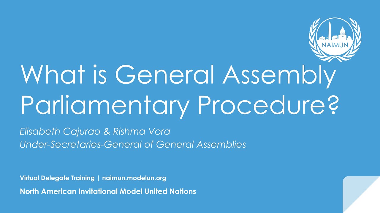 Virtual Delegate Training: What is General Assembly Parliamentary Procedure?