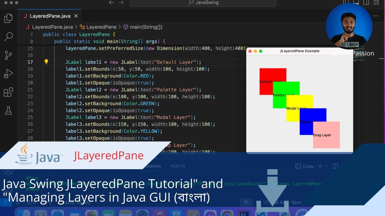 Java Swing JLayeredPane Tutorial | Managing Layers in Java GUI | Code With Abubokkor