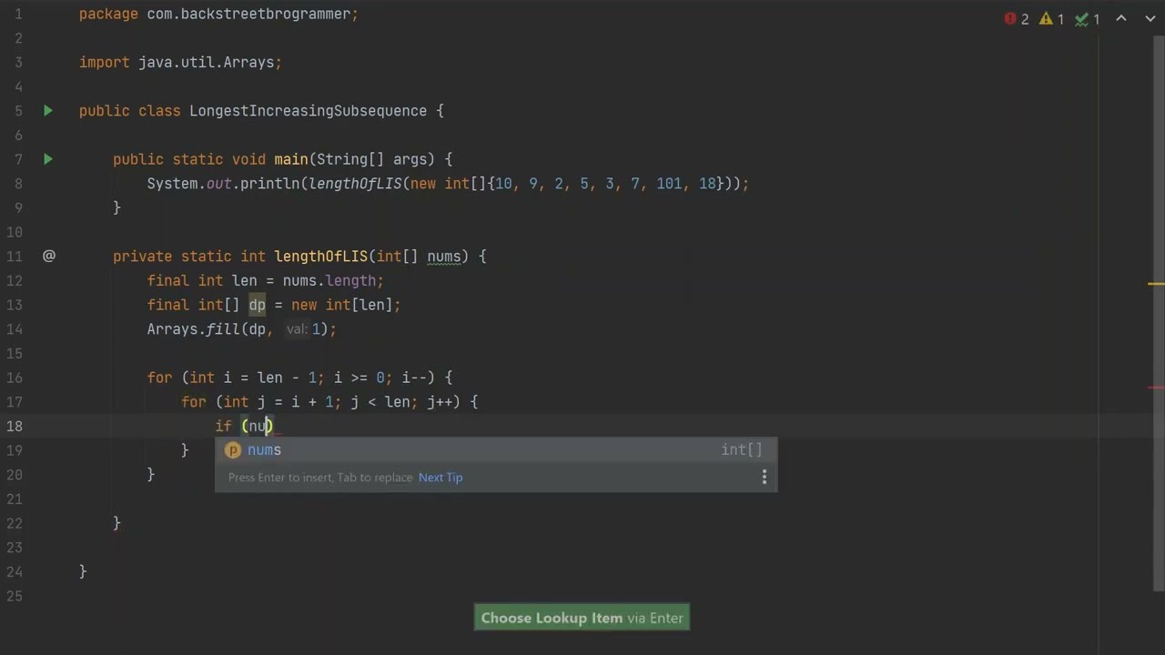 11 - Longest Increasing Subsequence - Final DP solution in Java