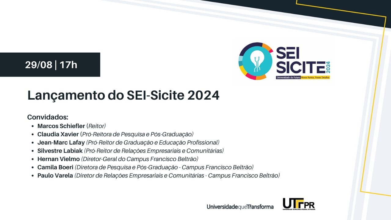 SEI-Sicite I Lançamento do SEI-Sicite 2024 - 29/08/24