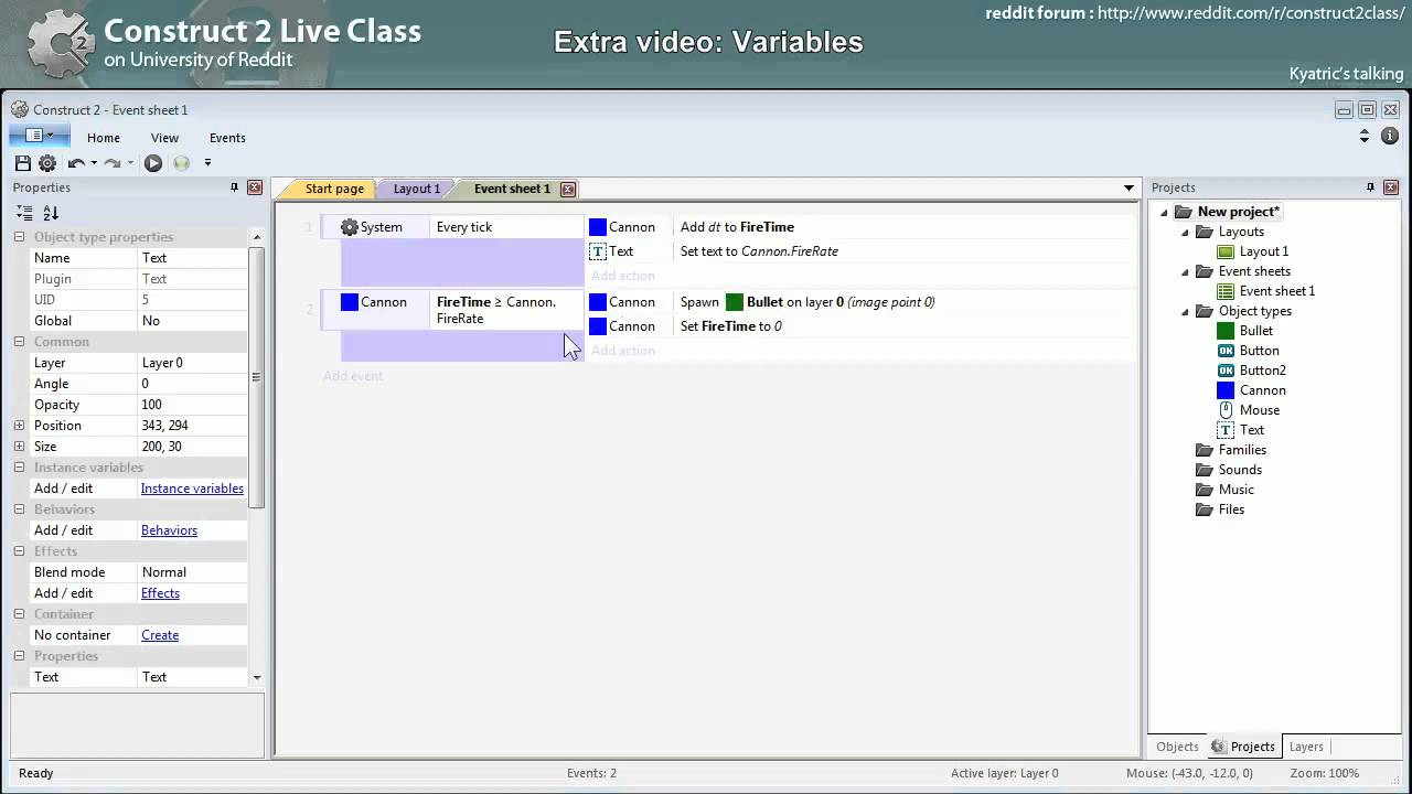 Construct2Live Class - Extra - Variables - 3 / 5