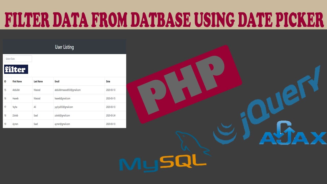 Date Range Search in PHP using jQuery DatePicker & AJAX