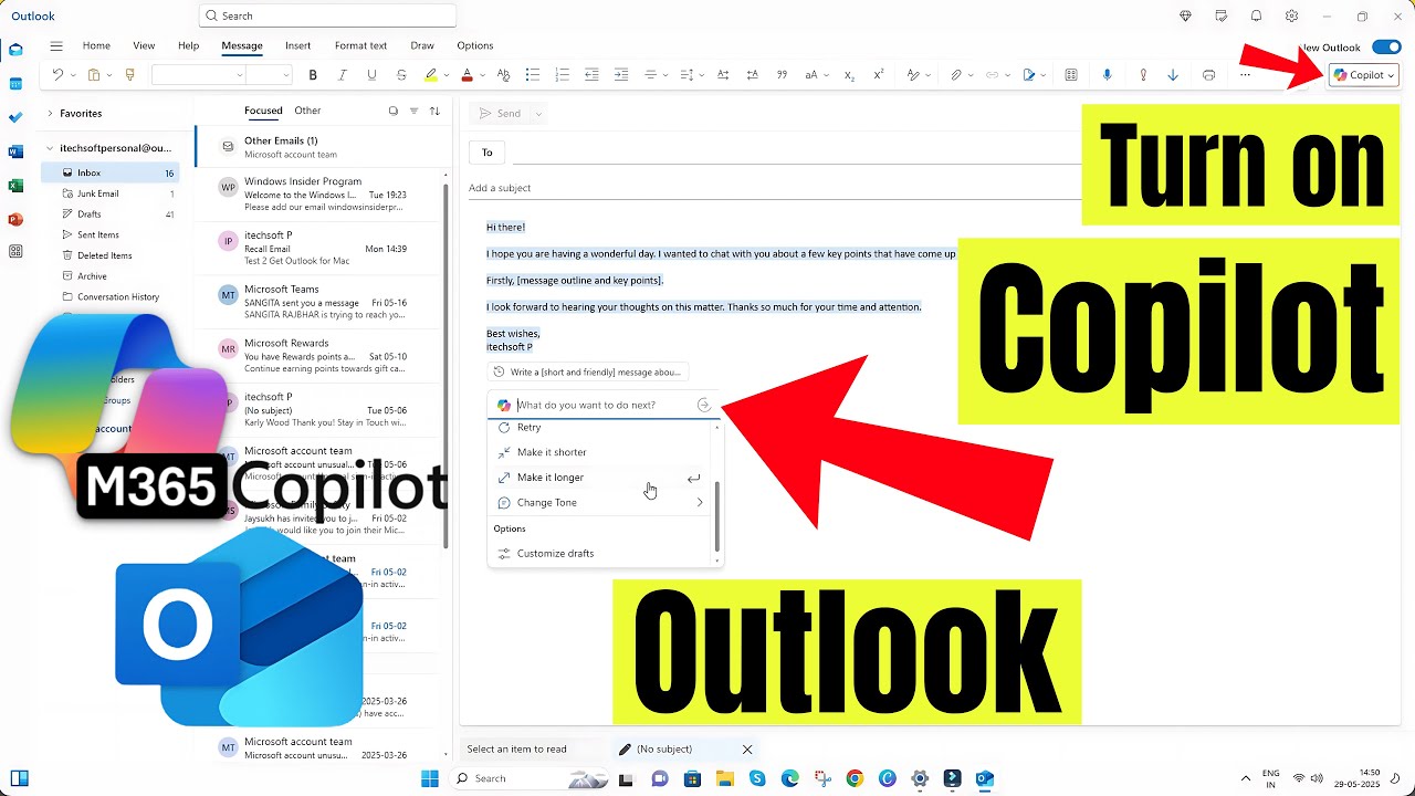 How to Turn on Copilot in Outlook Windows, Mac and Web (Turn off) - Microsoft 365 - 2026