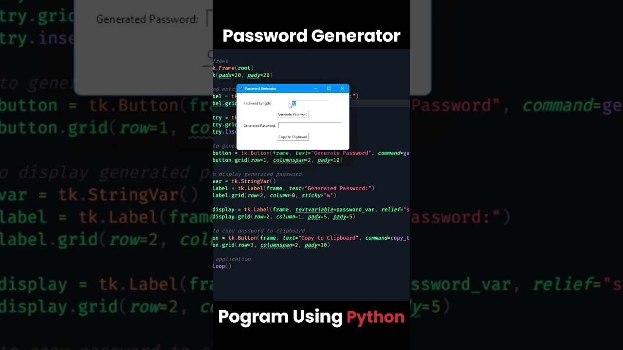Random Password Generator Program using Python #pythonprogramming #pythontutorial