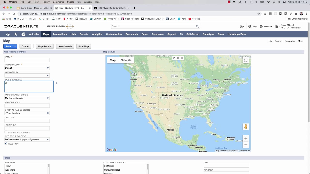 Maps for NetSuite Demo - Head in the Cloud Development