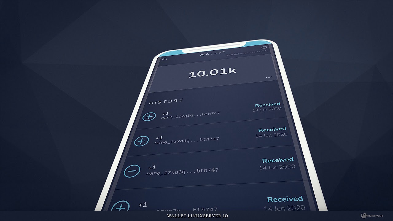 LinuxServer.io Nano Wallet Showcase
