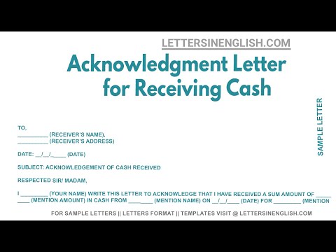 Acknowledgment Letter For Receiving Cash - Sample Letter of Acknowledgement About Receiving Cash