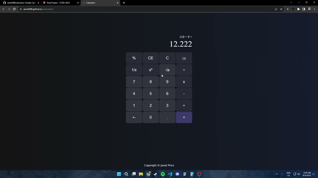 CS50 Final Project - Microsoft Calculator Clone