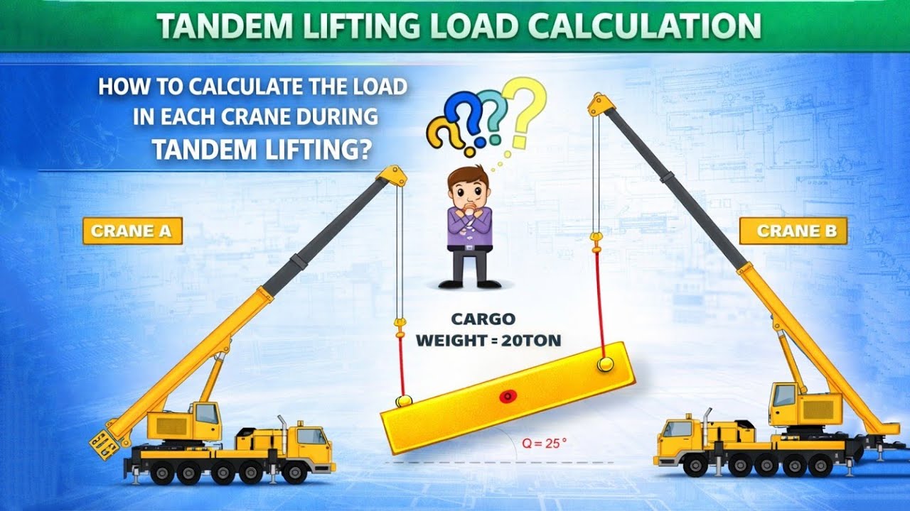 Tandem Lifting Crane Loading Calculation - Critical Lifting #lifting #rigging #crane #heavylifting