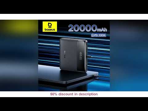 #Baseus 100W Power Bank 20000mAh Capacity PD Fast Charging Battery Charger Powerbank For Laptops M